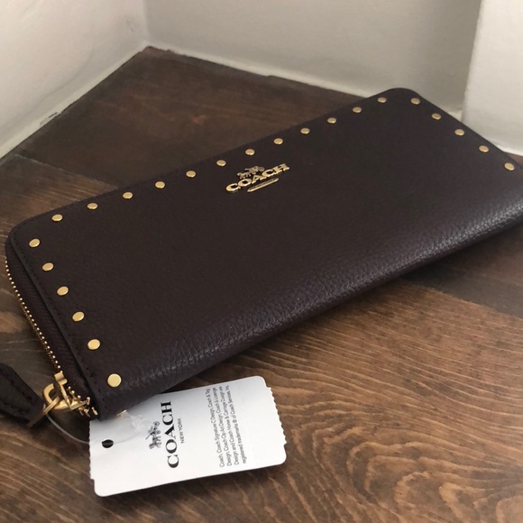 Coach | Bags | Coach Oxblood Rivet Border Slim Wallet Nwt | Poshmark